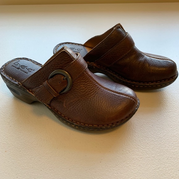 boc | Shoes | Boc Brown Leather Clog Mule Slide Shoes Buckle | Poshmark